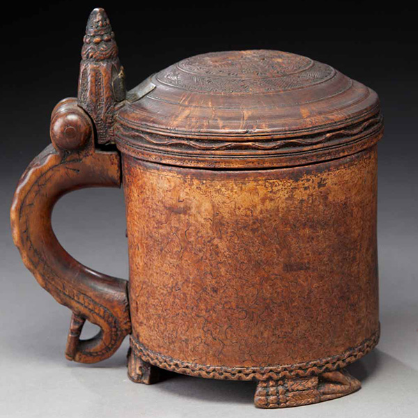 Domed Cover Tankard | Decorative Woodcarving | Vesterheim