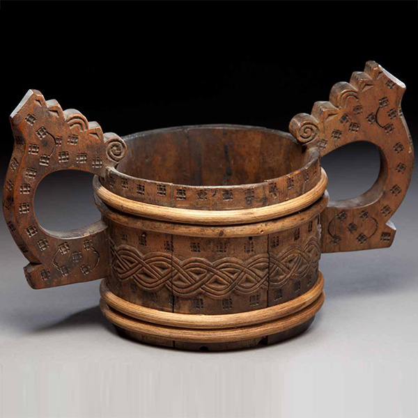 Simple Round Ale Bowl | Decorative Woodcarving | Vesterheim